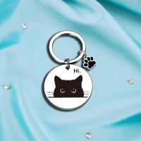 China Cat Lover Gifts for Women Men Funny Halloween Black Cat Keychain for Moms Dads Cool for Halloween Basket Christmas for sale