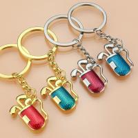 China Durable Colorful Mini Zinc Alloy Key Ring Putter Driver Tee Pendant Souvenir Custom Logo Golf Bucket Keychain for sale