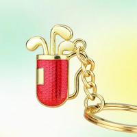 China Durable Colorful Mini Zinc Alloy Key Ring Putter Driver Tee Pendant Souvenir Custom Logo Golf Bucket Keychain for sale