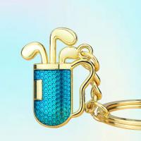China Durable Colorful Mini Zinc Alloy Key Ring Putter Driver Tee Pendant Souvenir Custom Logo Golf Bucket Keychain for sale