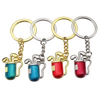 China Durable Colorful Mini Zinc Alloy Key Ring Putter Driver Tee Pendant Souvenir Custom Logo Golf Bucket Keychain for sale