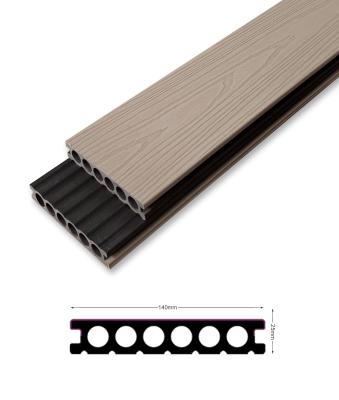 China 140*25mm WPC Composite Decking Semi Co Extruded Board for Outdoor Patio Deck for sale