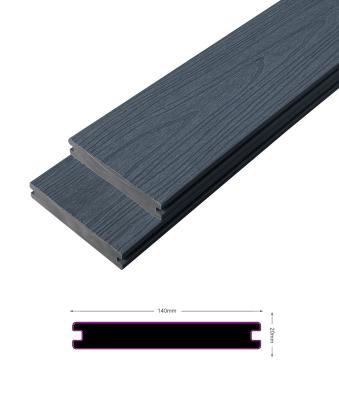 China Outdoor Woodgrain Solid WPC Decking 3000mm UV Stabilized 140x20mm for sale