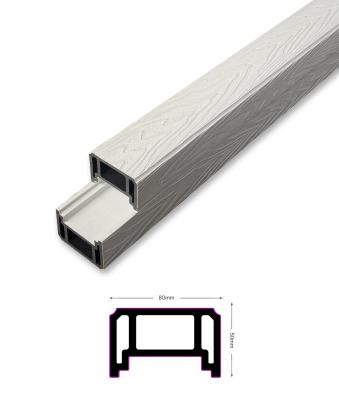 China 80x50mm WPC Railing Beam Composite Handrail Profile for Garden Fence Balcony for sale